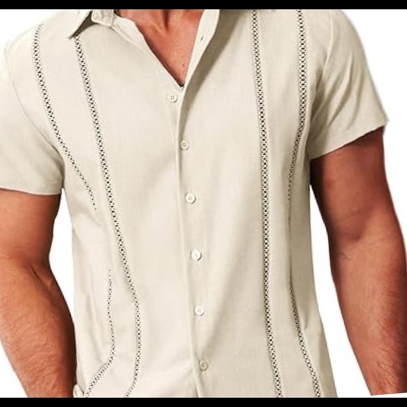 Shirts | Mens Cream Short Sleeve Shirt | Poshmark